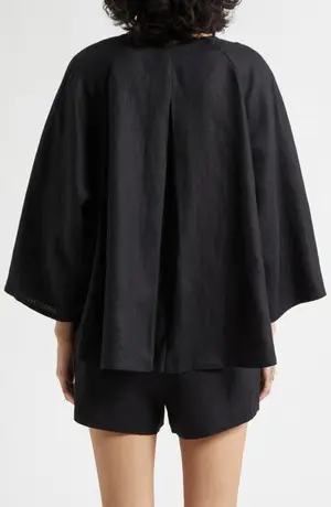 Posse Olivia Flare Linen Top - Black