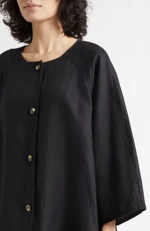 Posse Olivia Flare Linen Top - Black