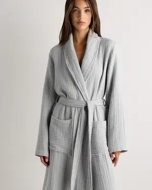 Quince Soft Layered Turkish Cotton Robe - Mist