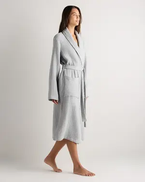 Quince Soft Layered Turkish Cotton Robe - Mist