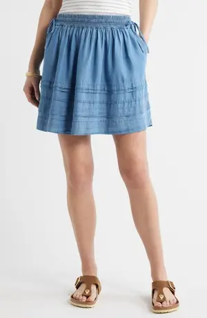Caslon Chambray Tiered Miniskirt