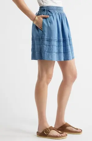 Caslon Chambray Tiered Miniskirt