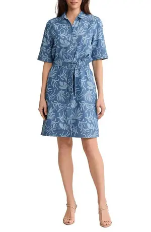 Jones New York Printed Denim Shirt Dress