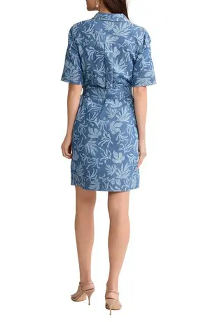 Jones New York Printed Denim Shirt Dress