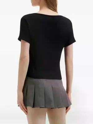 CHOCOOLATE Ribbed Button-embellished T-shirt - Black