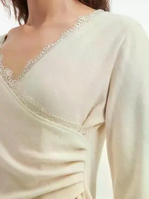 B+AB Lace-trimmed Top - Neutrals