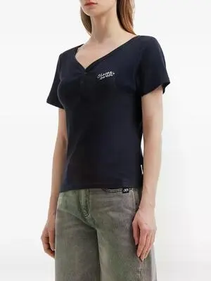 CHOCOOLATE Button Ribbed T-shirt - Blue