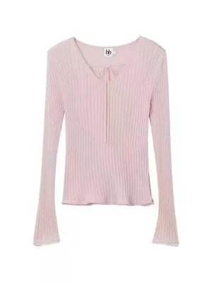 B+AB Tie Ribbed Top - Pink