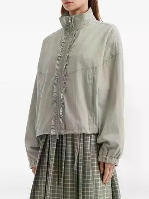 TOUT A COUP Ruffled-trim Zip-up Bomber Jacket