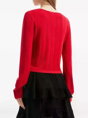 TOUT A COUP Open-knit Buttoned Cardigan - Red