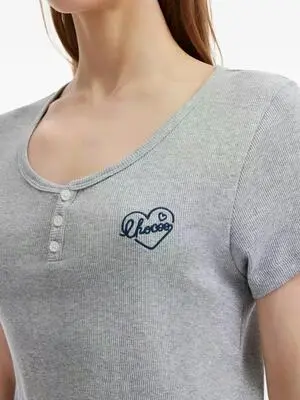 CHOCOOLATE Ribbed Button T-shirt - Grey
