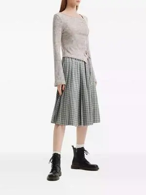 TOUT A COUP Plaid Pleated Midi Skirt