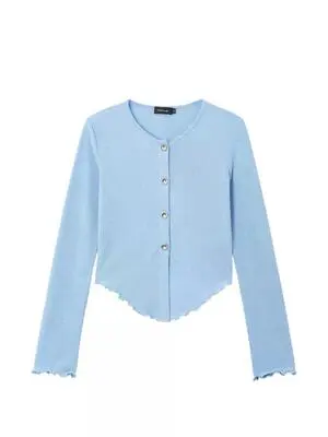 TOUT A COUP Ribbed Knit Cardigan - Blue