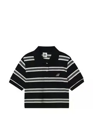 B+AB Striped Polo Top - Black