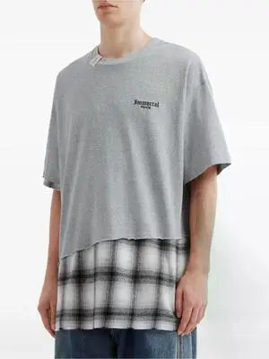 FIVE CM Check-panel T-shirt - Grey
