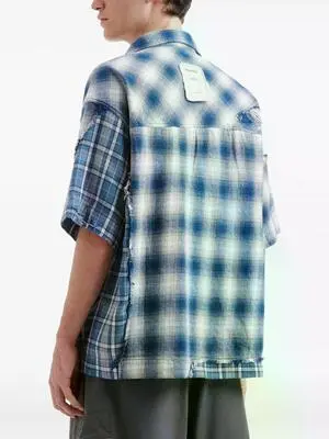 FIVE CM Plaid Distressed Shirt - Blue