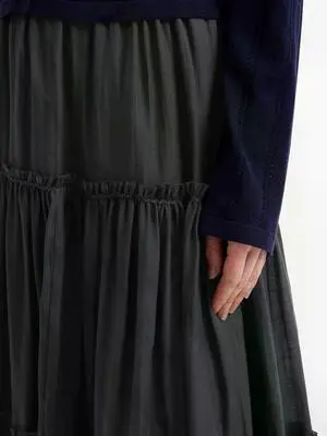 TOUT A COUP Tiered Midi Skirt With Ruffle Trim