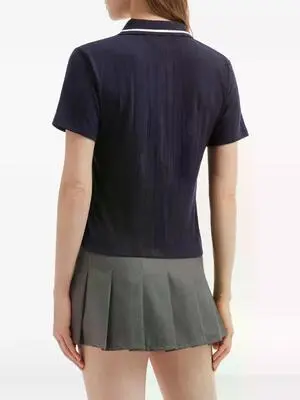 CHOCOOLATE Buttoned Ribbed Top - Blue