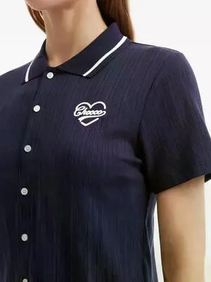 CHOCOOLATE Buttoned Ribbed Top - Blue