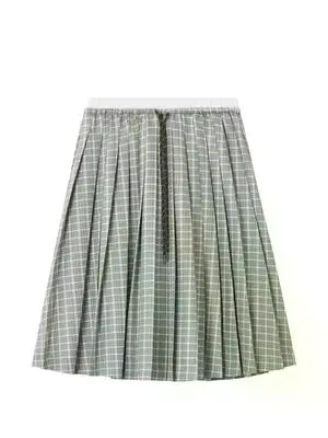 TOUT A COUP Plaid Pleated Midi Skirt