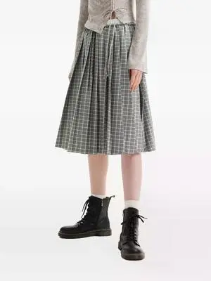 TOUT A COUP Plaid Pleated Midi Skirt