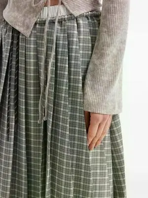 TOUT A COUP Plaid Pleated Midi Skirt