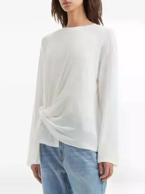 B+AB Asymmetric Knot Top - White