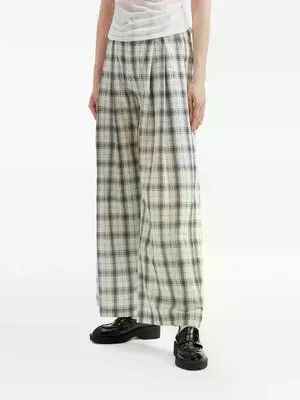 TOUT A COUP Elasticated Waistband Checked Trousers