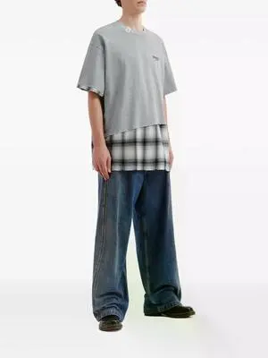 FIVE CM Check-panel T-shirt - Grey