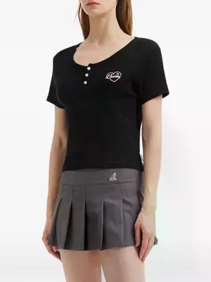 CHOCOOLATE Ribbed Button-embellished T-shirt - Black