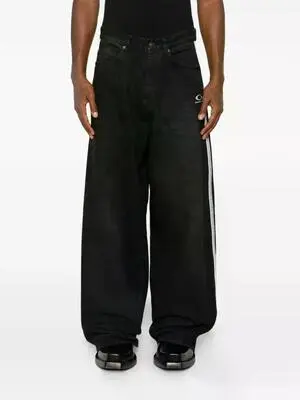 Balenciaga Logo Side-stripe Jeans - Black