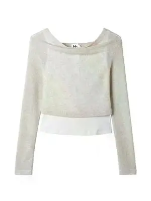 B+AB Draped Hooded Top - Neutrals