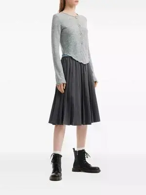 TOUT A COUP Button-front Ruffled-hem Cardigan - Grey