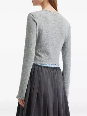 TOUT A COUP Button-front Ruffled-hem Cardigan - Grey