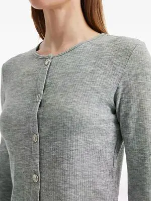 TOUT A COUP Button-front Ruffled-hem Cardigan - Grey