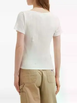 CHOCOOLATE V-neck Buttoned T-shirt - Neutrals