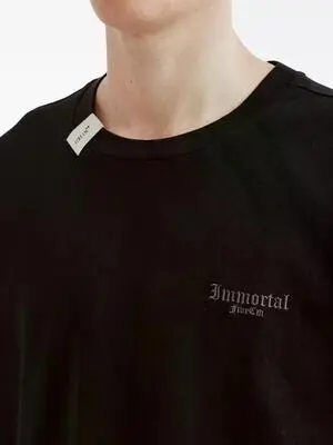 FIVE CM Plaid-panel T-shirt - Black