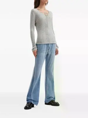 B+AB Ribbed Knit Tie Top - Grey