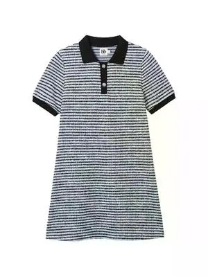 B+AB Striped Polo-collar Dress - Blue