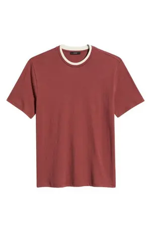 Vince Loose Knit Double Collar Crewneck T-shirt - Red Rock/blanco