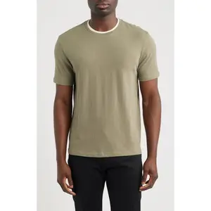 Vince Loose Knit Double Collar Crewneck T-shirt - Sage/blanco