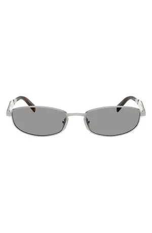 Prada 55mm Oval Sunglasses - Silver/grey