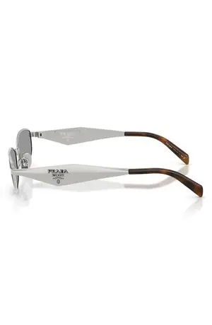 Prada 55mm Oval Sunglasses - Silver/grey