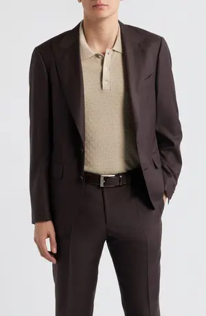 Canali Capri Trim Fit Super 130s Wool Peak Lapel Suit - Dark Brown