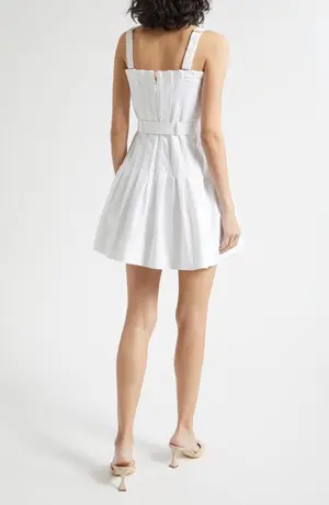 Cinq À Sept Branwen Pleated Belted Denim Minidress