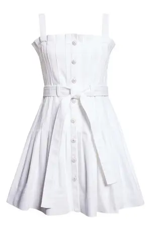 Cinq À Sept Branwen Pleated Belted Denim Minidress