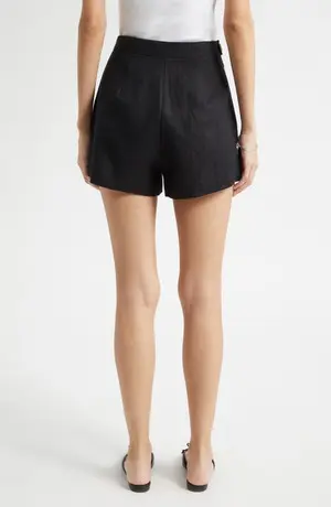 Posse Perri Mid-rise Linen Mini Shorts - Black