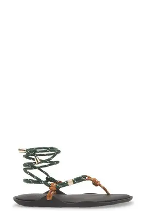Flowze Lace-up Thong Slide Sandal - Hazelnut/forest Green