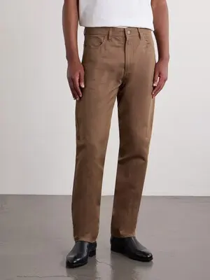 Ralph Lauren Purple Label Straight-leg Cotton-linen Trousers - Brown
