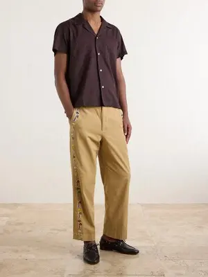 BODE Straight-leg Cotton Feather Runner Trousers - Neutrals